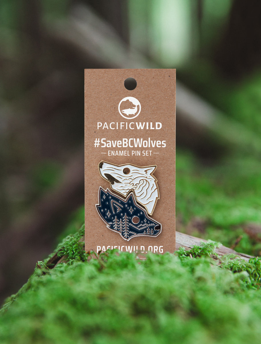 Coastal Sea Wolf & Gray Wolf Enamel Pin Set – Pacific Wild